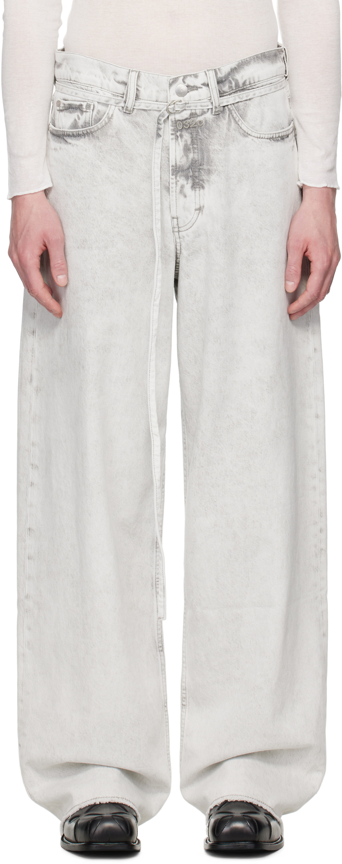 032c Gray Down To Earth Wide Leg Jeans 032c