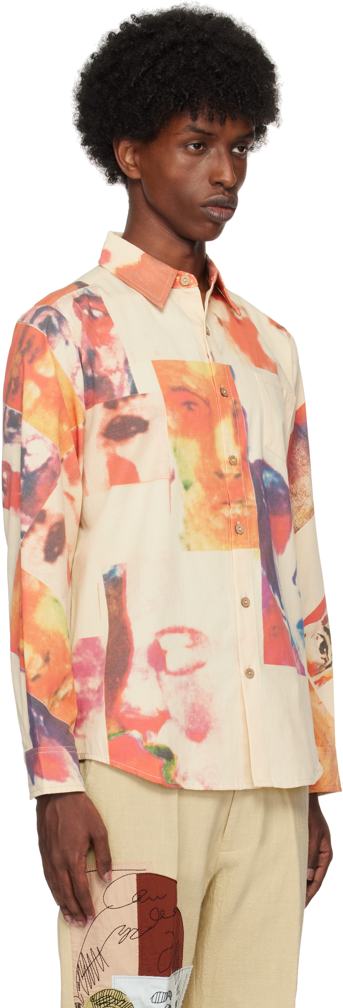 KidSuper Off-White Collage Faces Button Up Shirt KidSuper