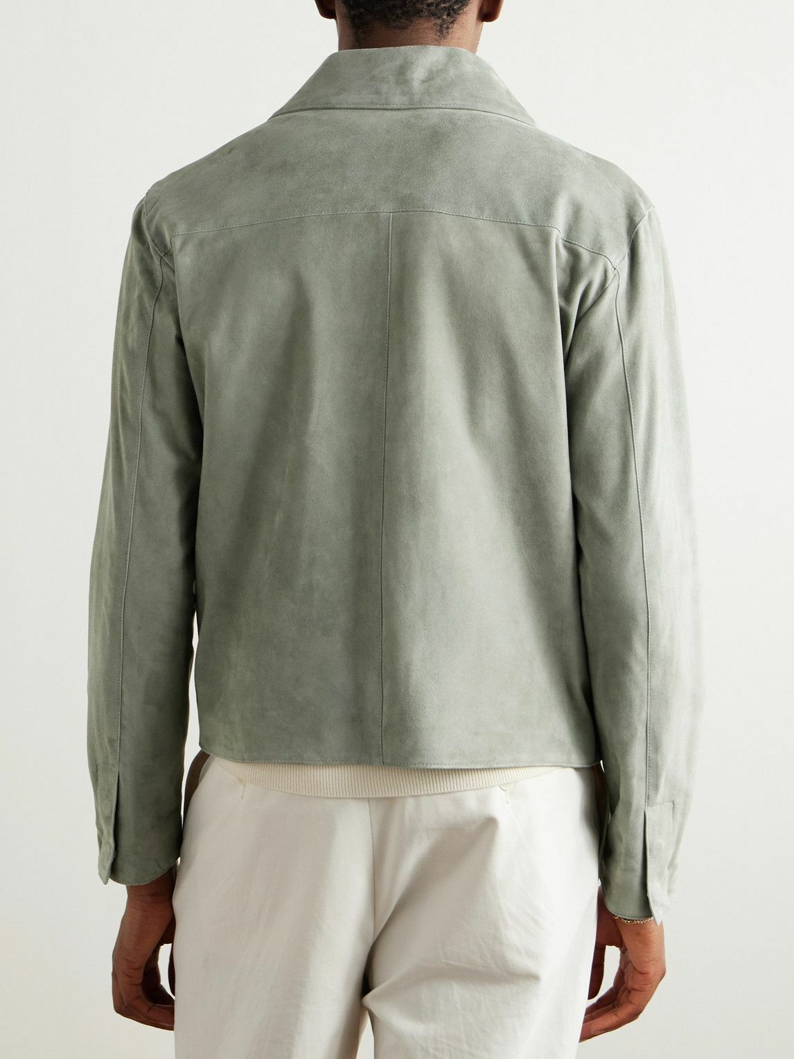 Stòffa - Suede Bomber Jacket - Green STÒFFA
