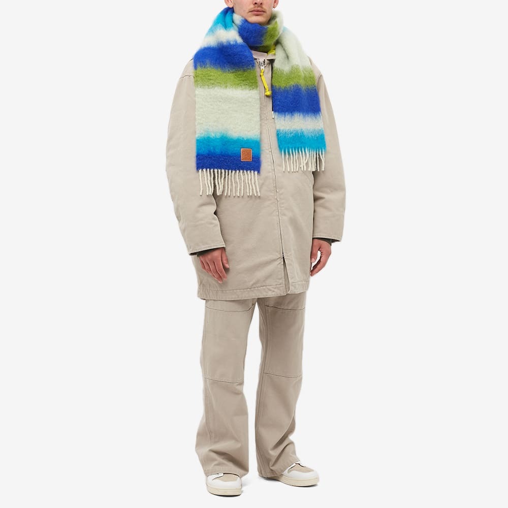 Loewe Men's Mohair Stripe Scarf in Dark Blue/Multi Loewe