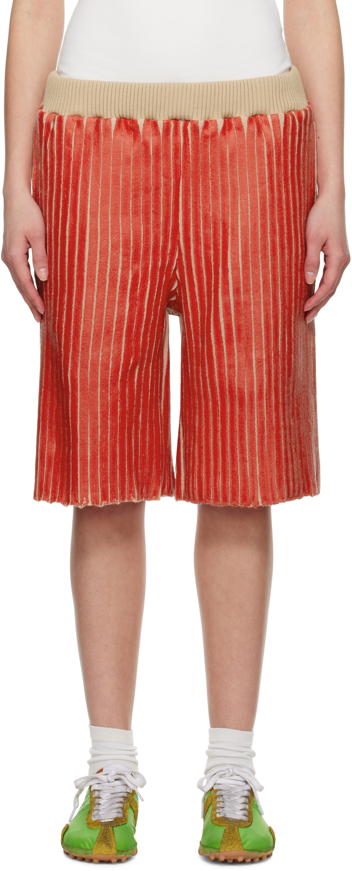 Stanley Raffington SSENSE Exclusive Red Ribbed Shorts Stanley Raffington