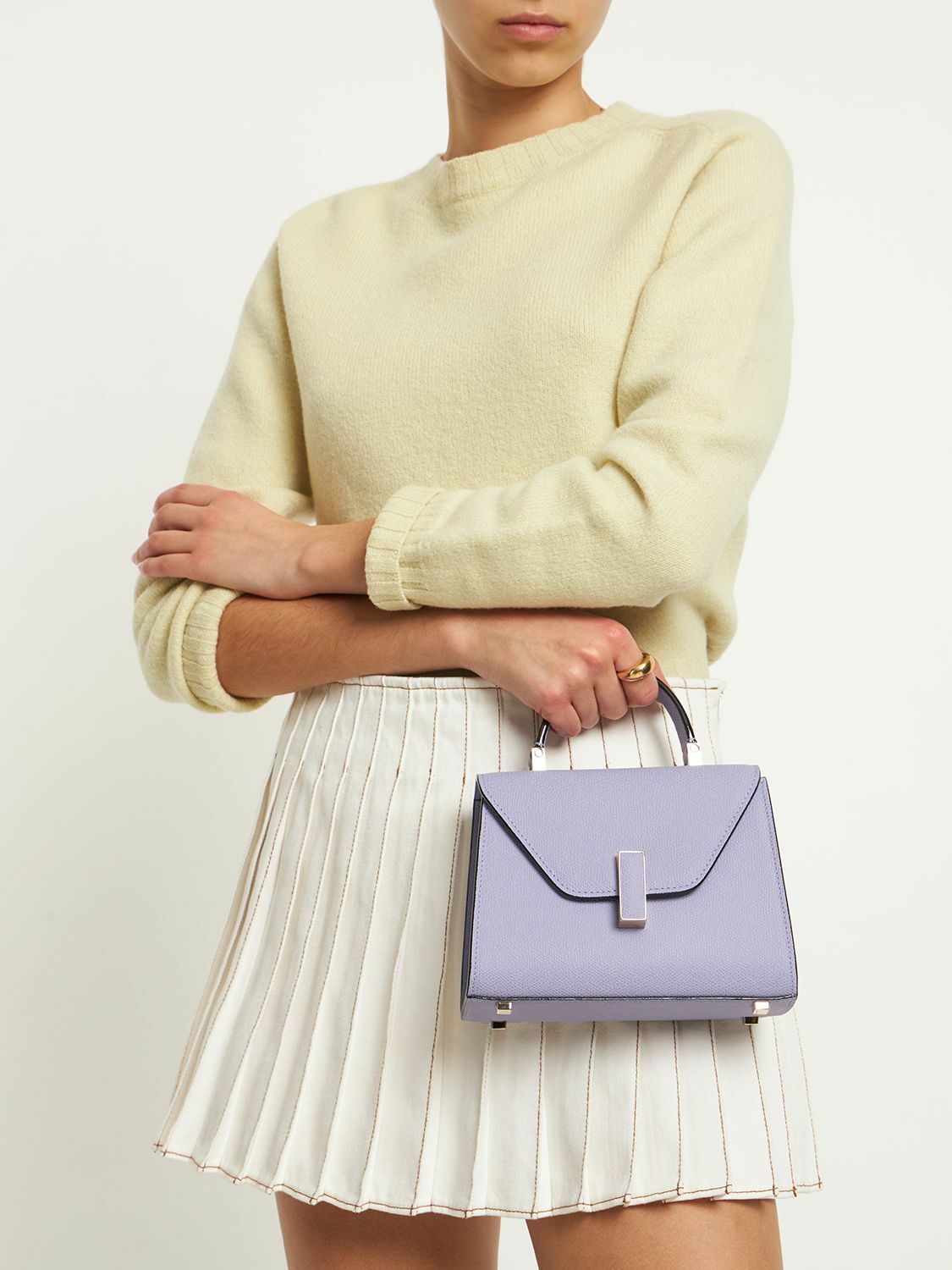 VALEXTRA Micro Iside Leather Top Handle Bag Valextra