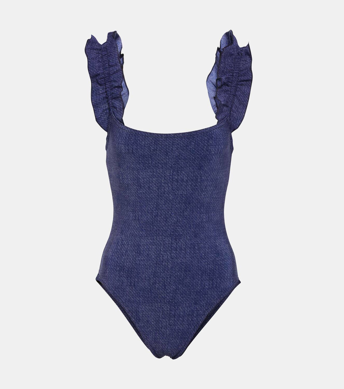Karla Colletto Nori ruffled denim swimsuit Karla Colletto