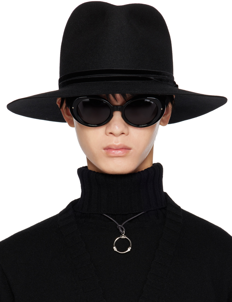 TAKAHIROMIYASHITA TheSoloist. Black Nobled Velvet Ribbon Fedora ...