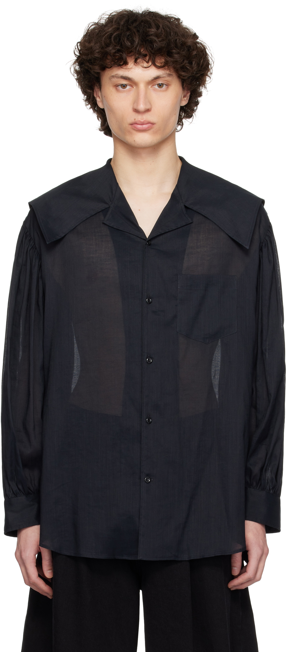 Simone Rocha Black Sailor Collar Shirt Simone Rocha