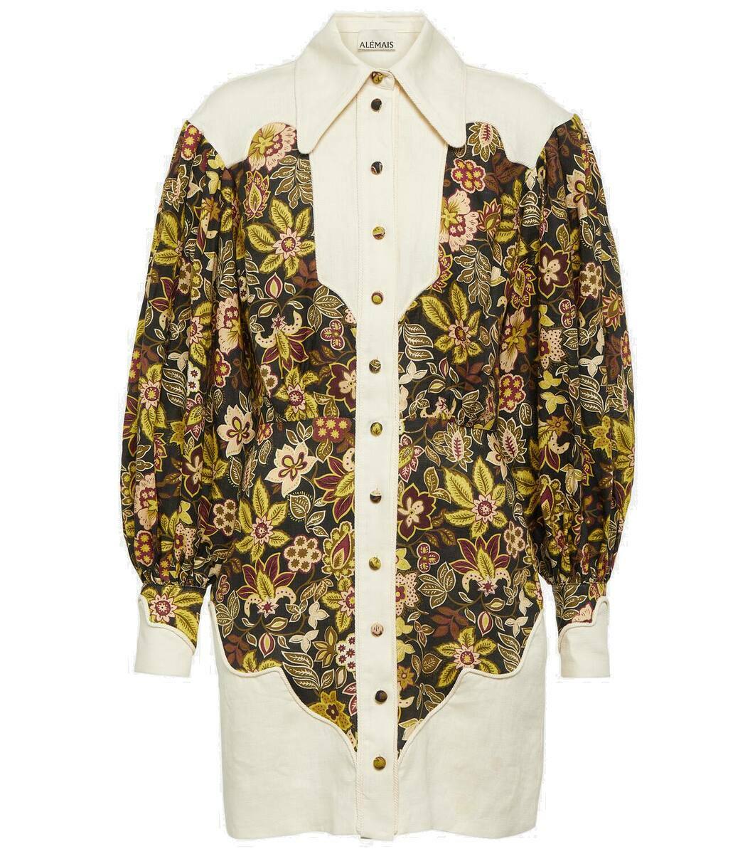 Alémais Isabella paneled linen minidress ALÉMAIS