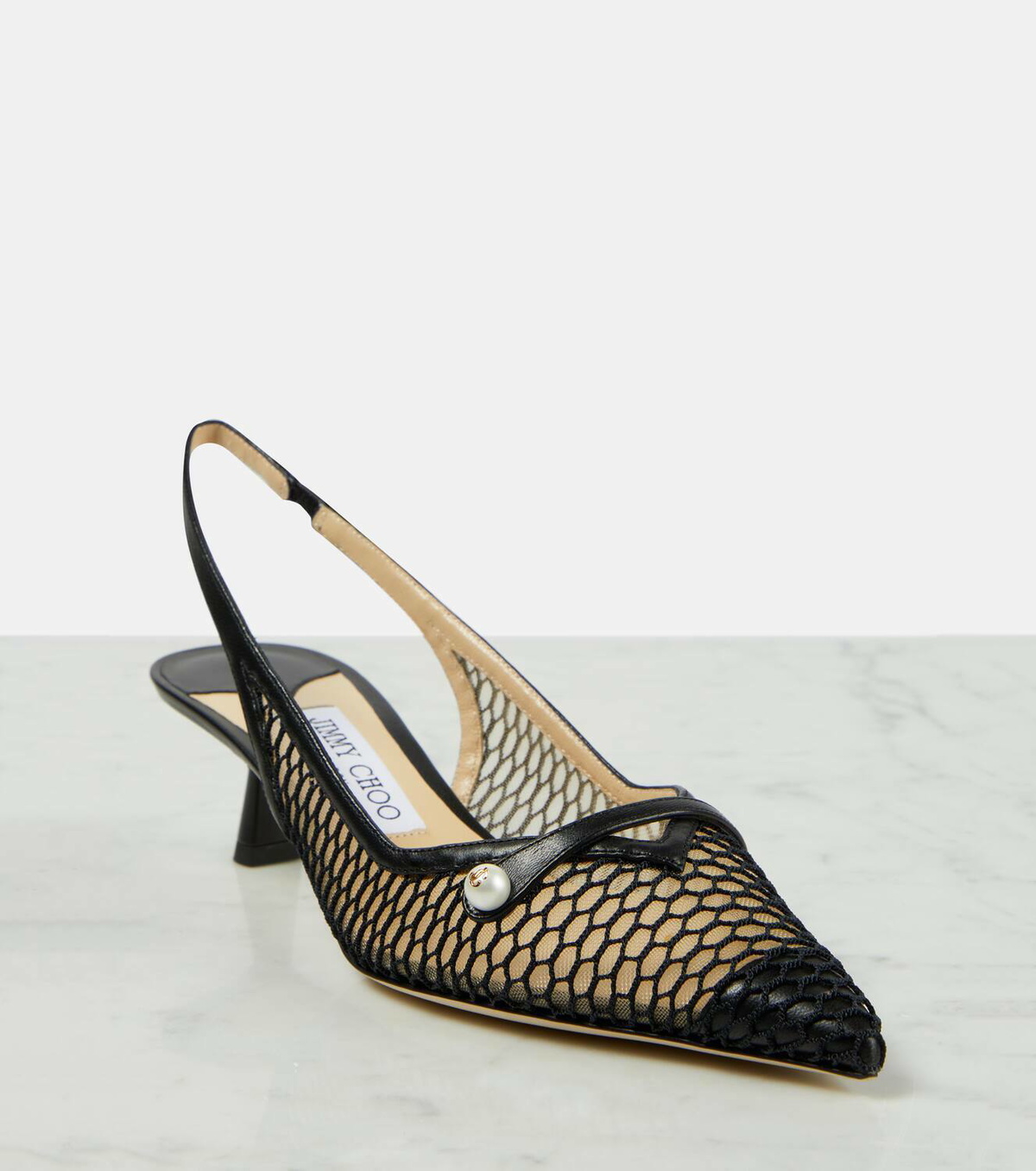 Jimmy Choo Amita leather-trimmed slingback pumps Jimmy Choo