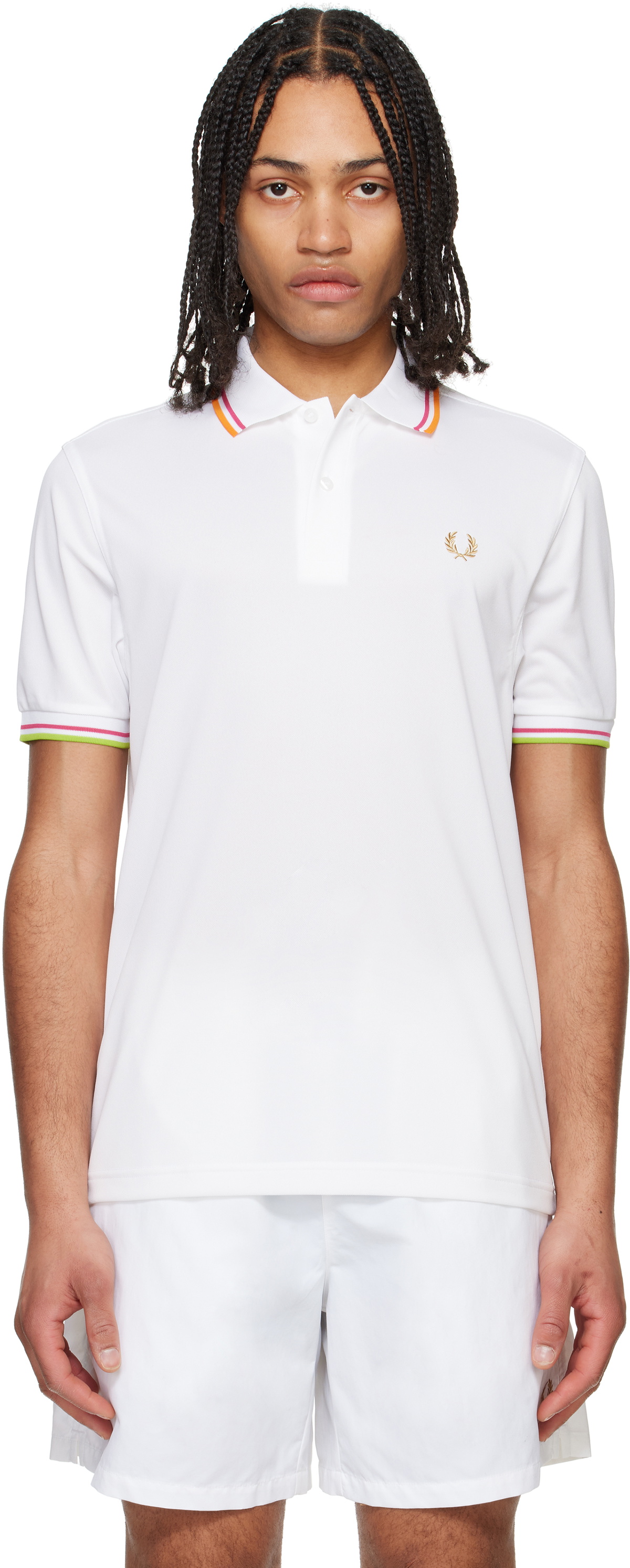 Fred Perry White On Court Twin Tipped Polo Fred Perry