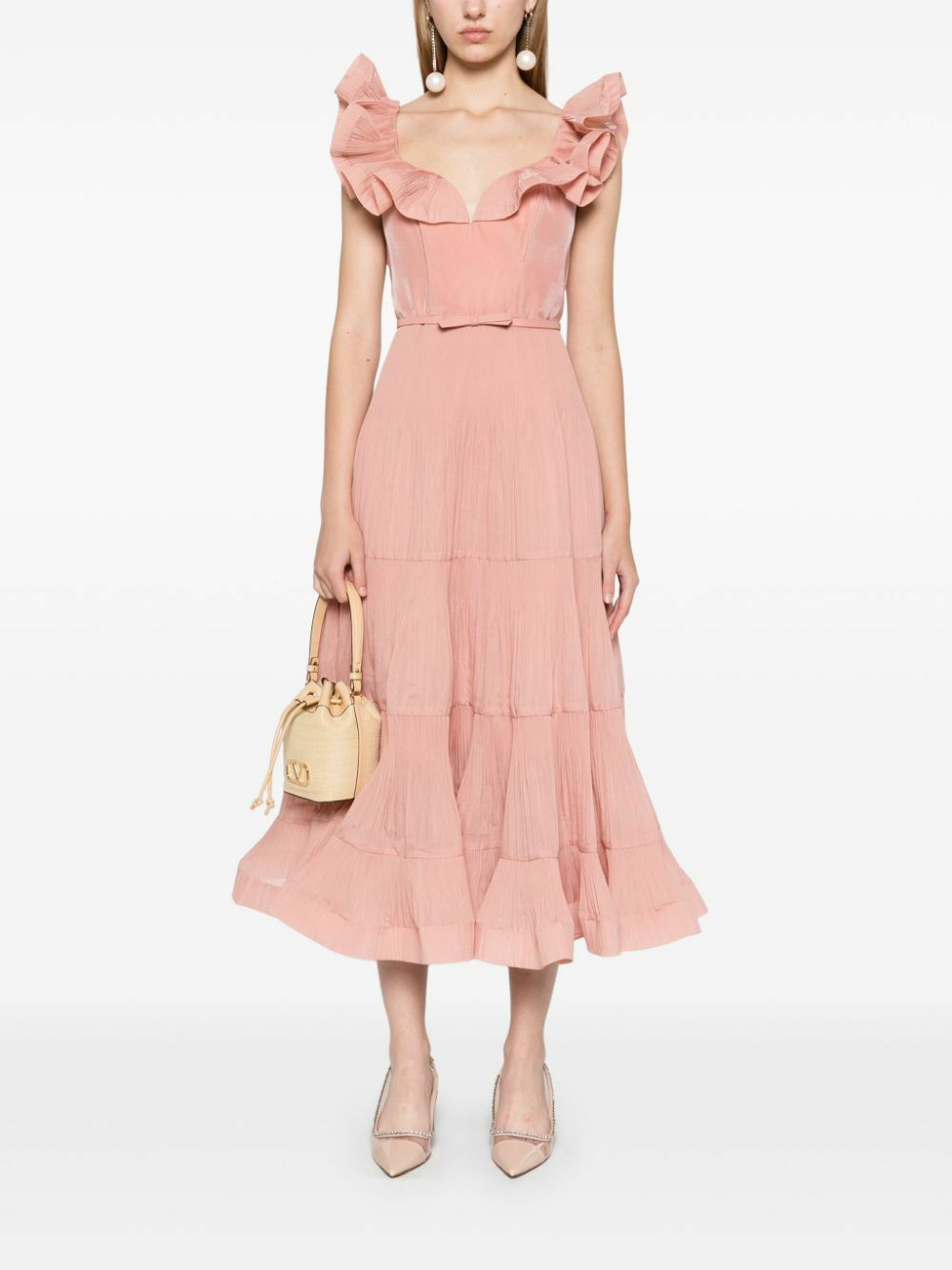 ZIMMERMANN Pink Pleated Frill Dress Zimmermann