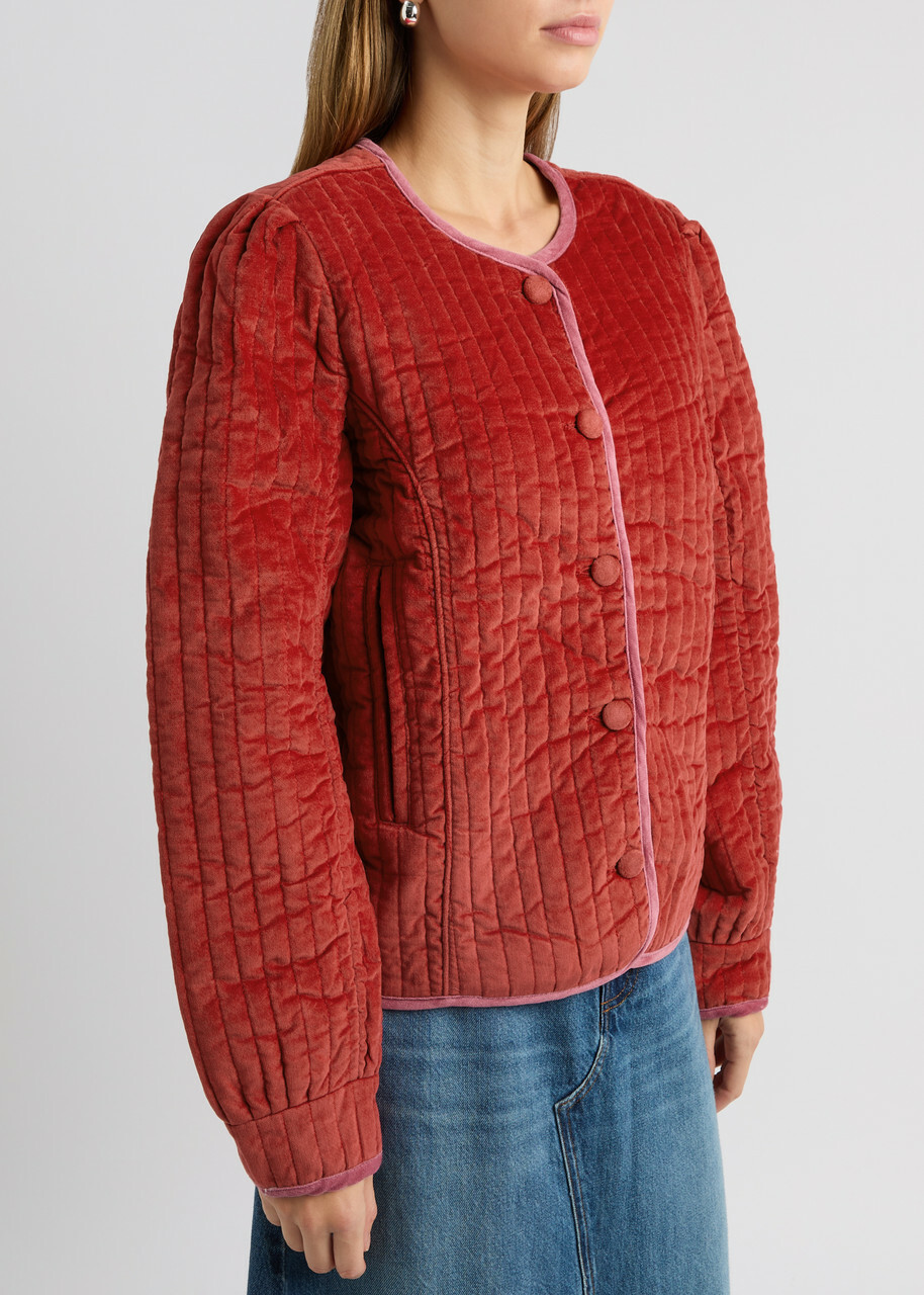 Free People Natalia Quilted Velvet Jacket Red Free People