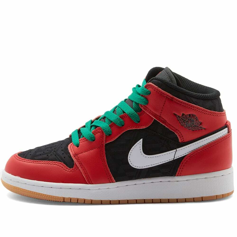 Air Jordan 1 Mid SE BG Sneakers in Black/Fire Red Nike Jordan Brand