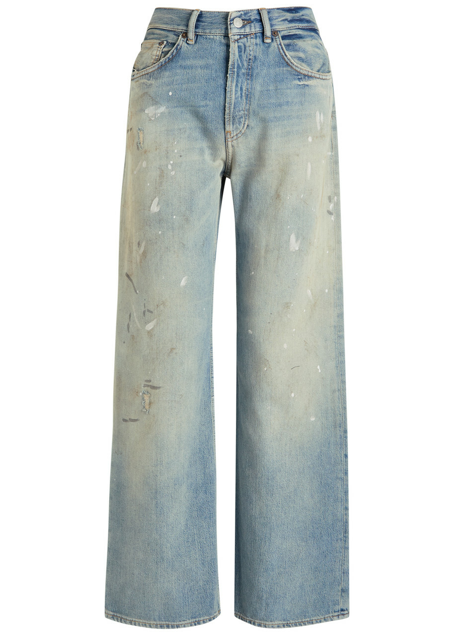 Acne Studios Paint and Dirt-effect Straight-leg Jeans Light Blue Acne ...
