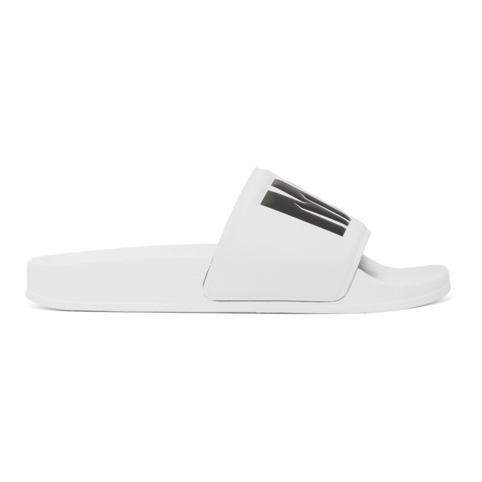 MSGM White Logo Pool Slides MSGM