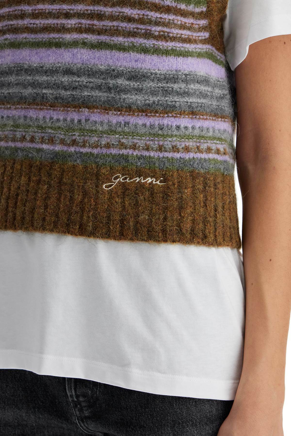Ganni soft Striped Knit Vest With A Comfortable GANNI