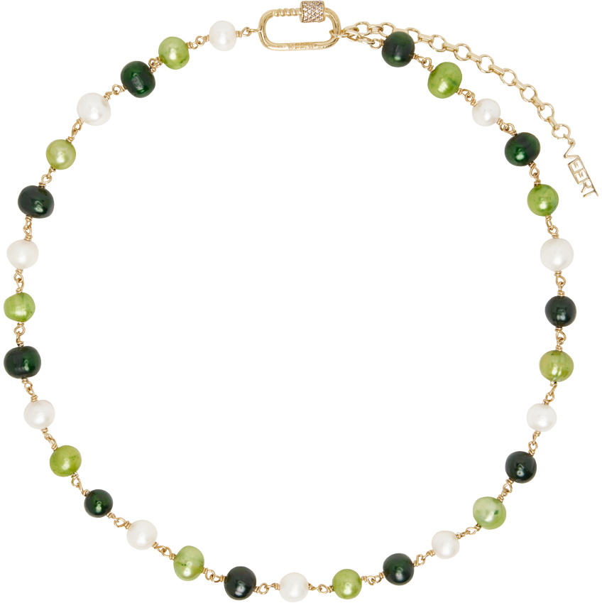 VEERT Gold 'The Single Multi Green' Pearl Necklace VEERT