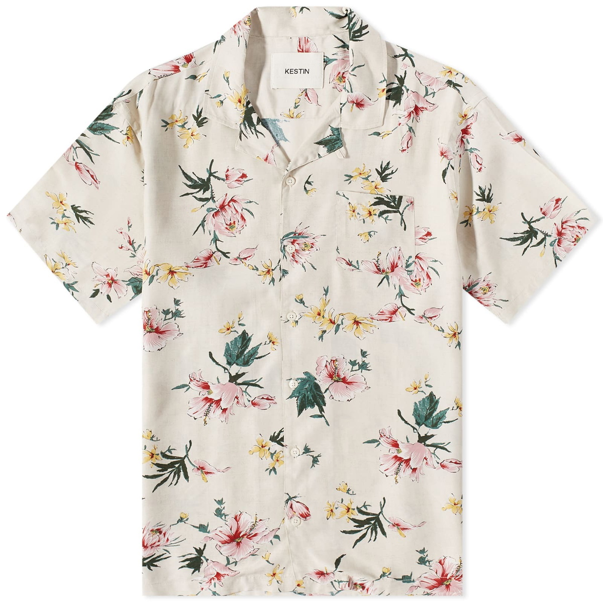Kestin Men's Short Sleeve Crammond Shirt in Ecru Floral Kestin Hare