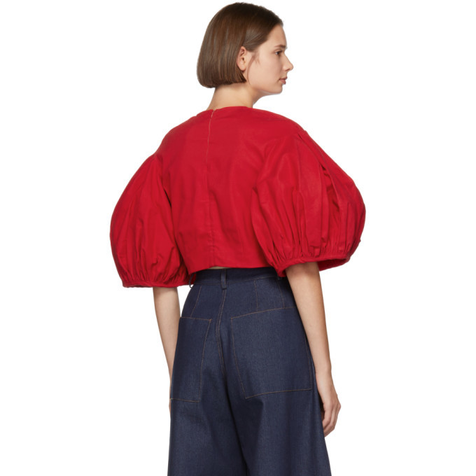 Edit Red Balloon Sleeve Cropped Blouse Editions M.R
