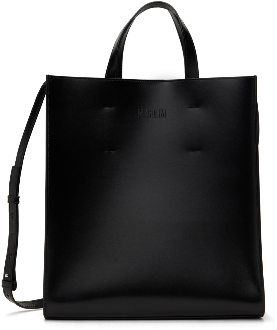 MSGM Black Leather Tote MSGM