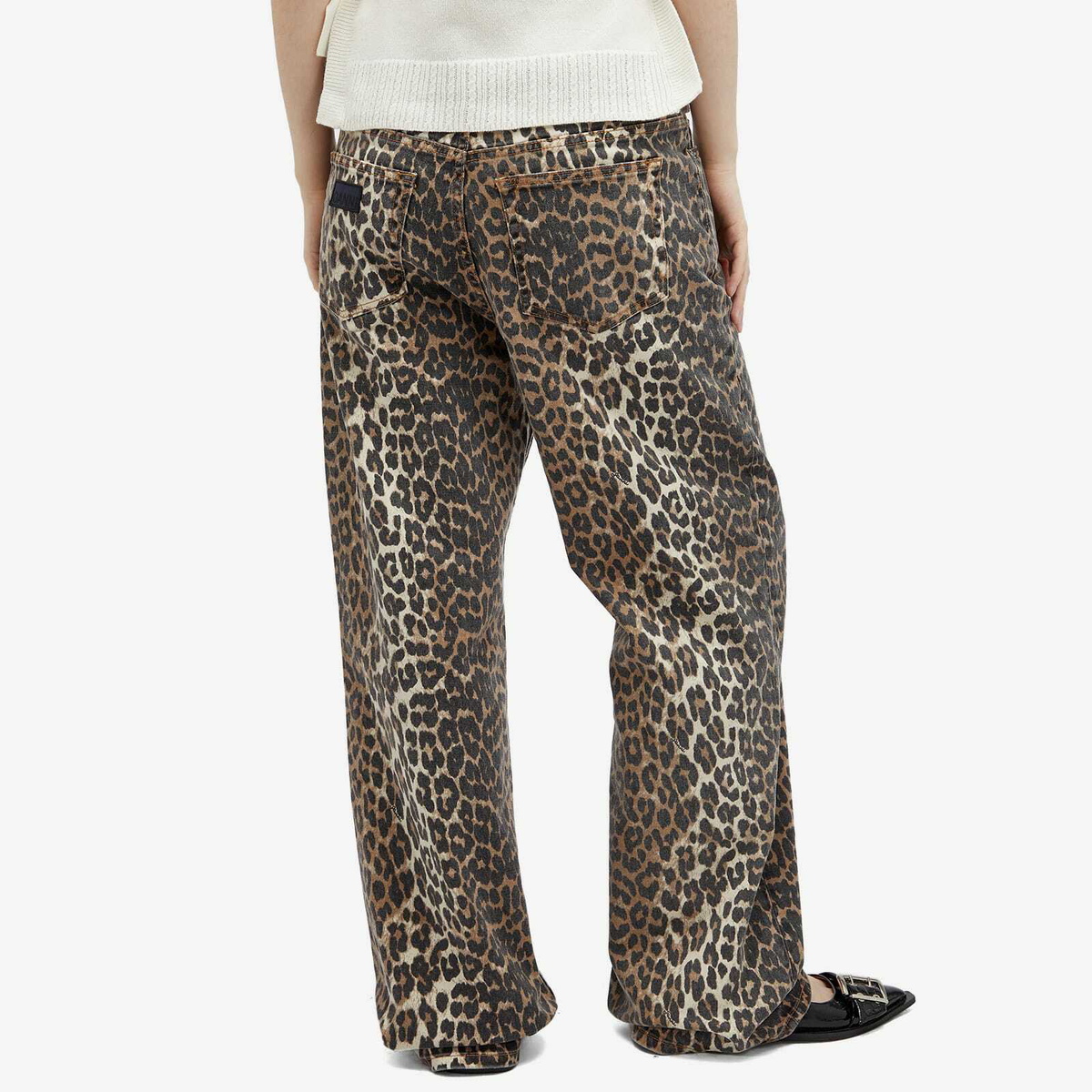 GANNI Women's Print Denim Izey in Leopard GANNI