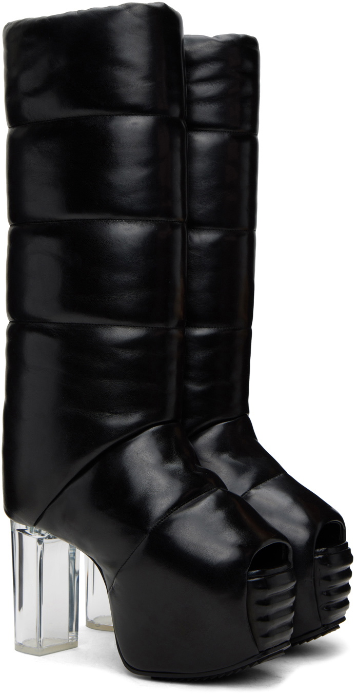 Rick Owens Black Padded Pull On Platform 45 Boots Rick Owens