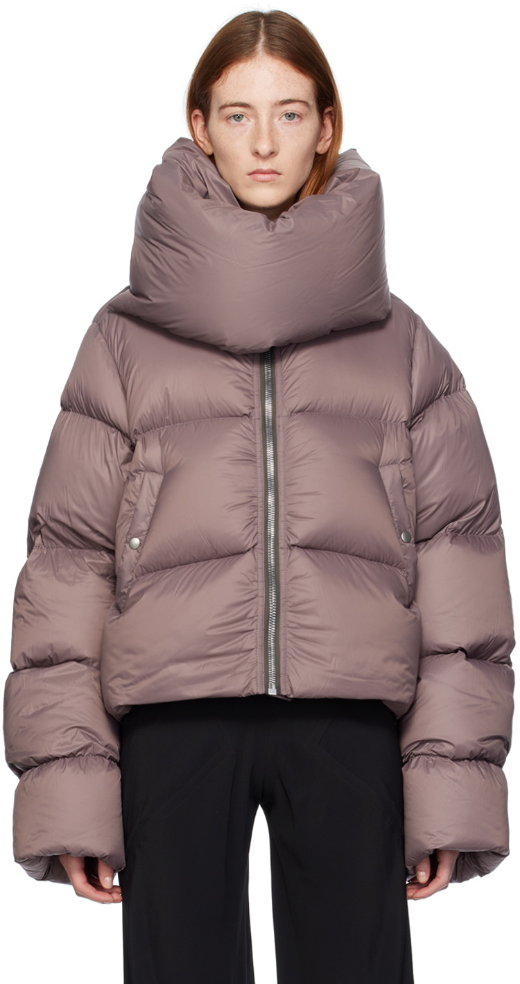 Rick Owens Purple Funnel Neck Down Jacket Rick Owens