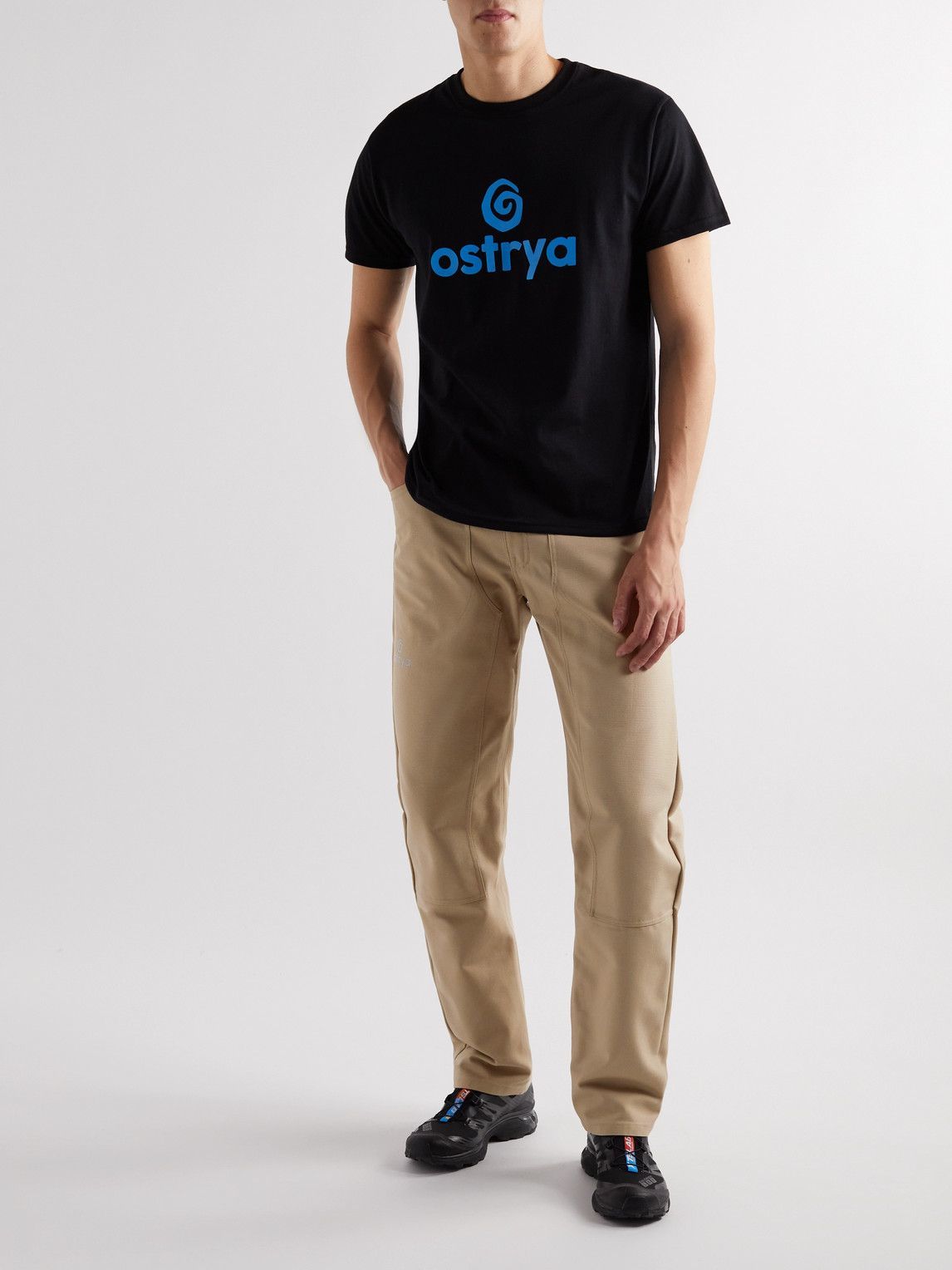 OSTRYA - Hardy Logo-Print Straight-Leg Cotton Cargo Trousers - Neutrals ...