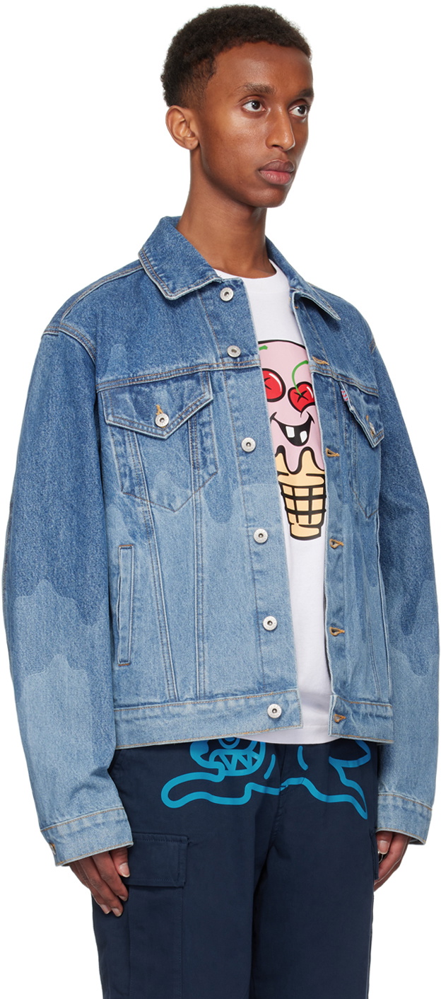 ICECREAM Blue Lazer Drip Denim Trucker Jacket ICECREAM