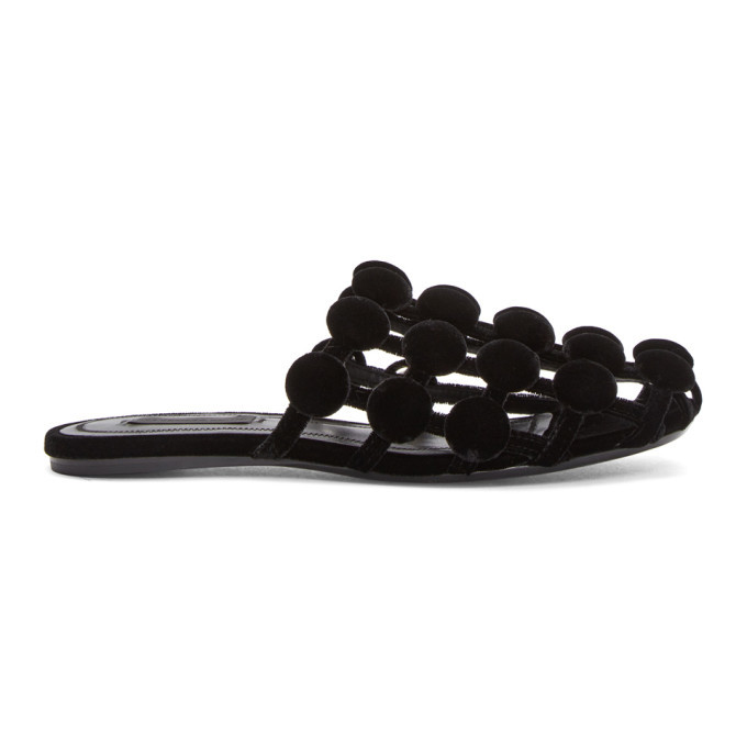 Alexander Wang Black Velvet Amelia Ball Cage Slippers Alexander Wang