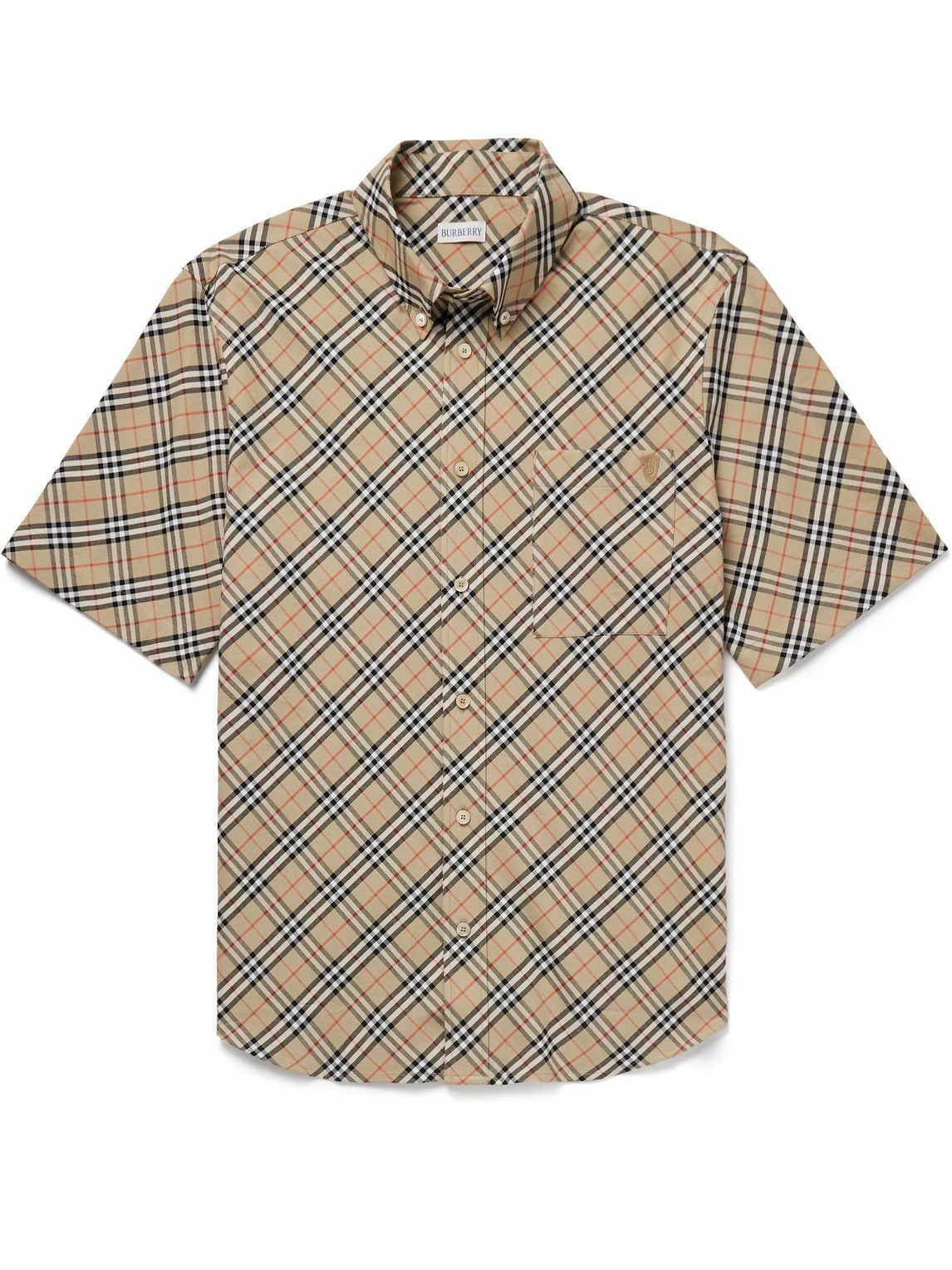 Burberry - Slim-Fit Button-Down Collar Checked Cotton Oxford Shirt - Brown Burberry