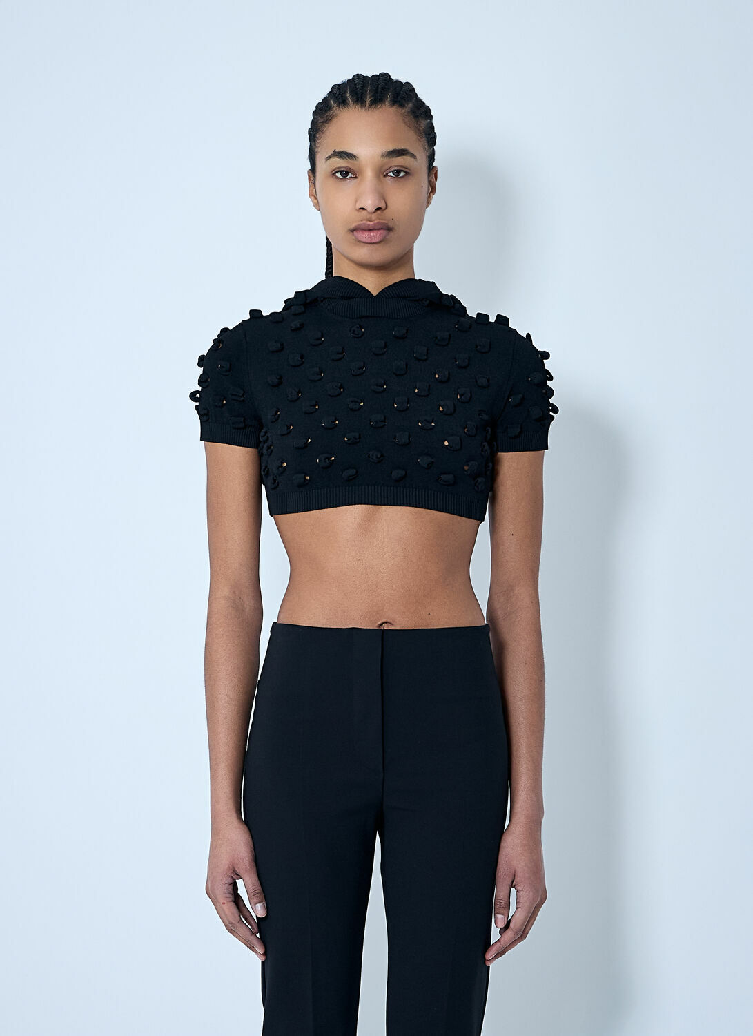 Sportmax Hooded Open-Knit Crop Top Sportmax