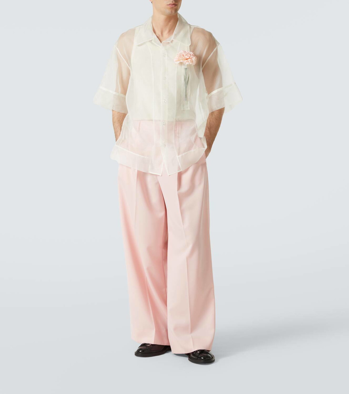 Simone Rocha Carnation silk organza bowling shirt Simone Rocha