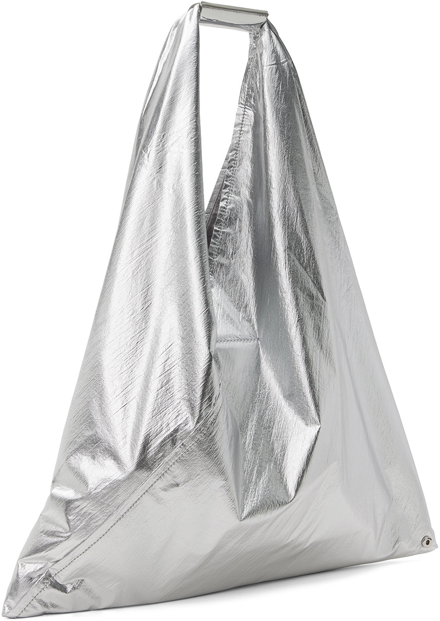 MM6 Maison Margiela Silver Medium Classic Triangle Tote MM6 Maison Margiela