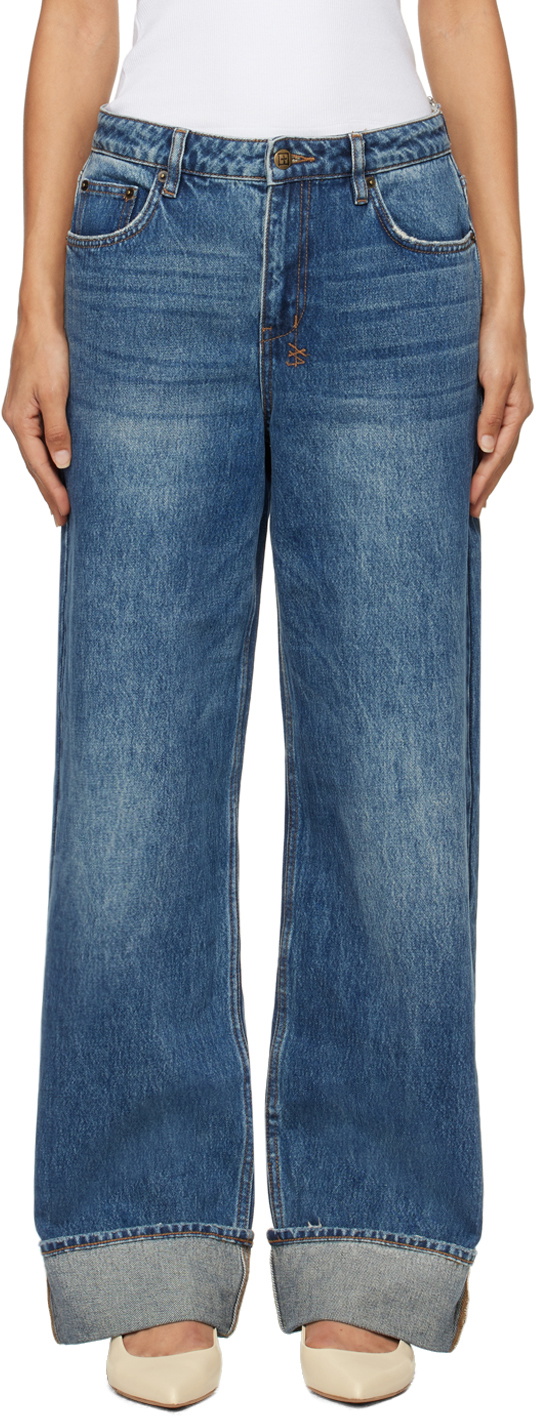 Ksubi Blue Low Rider Cuffed Aged Jeans Ksubi