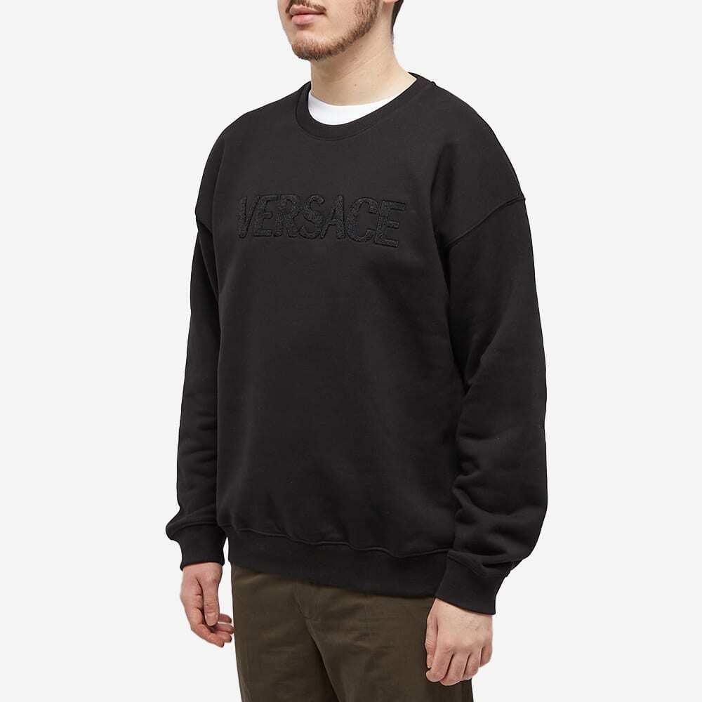 Versace Men's Applique Logo Crew Sweat in Black Versace