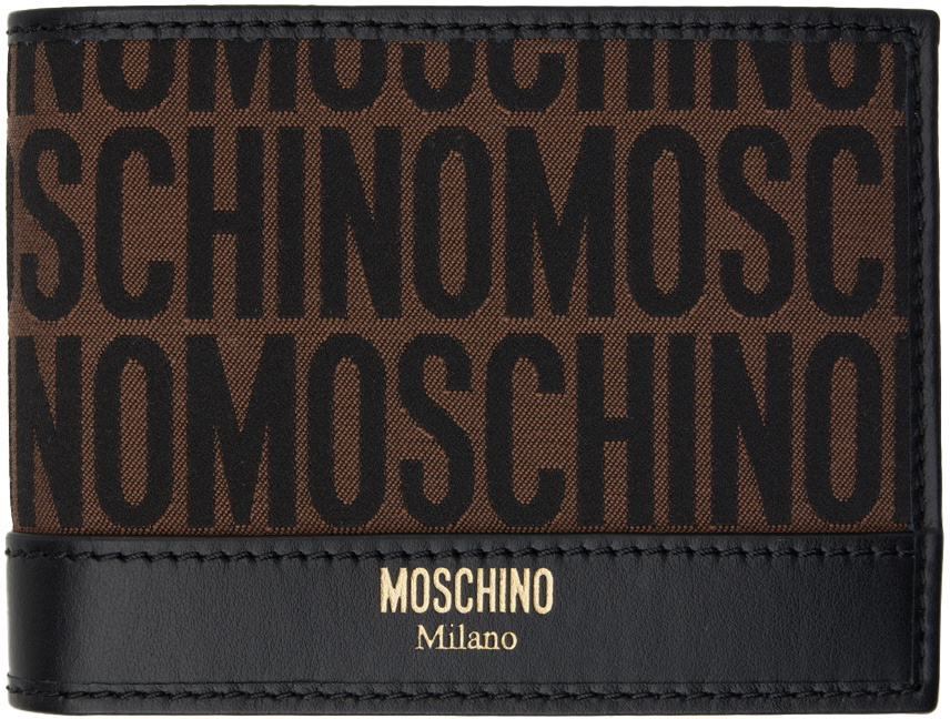 Moschino Brown Jacquard Logo Wallet Moschino