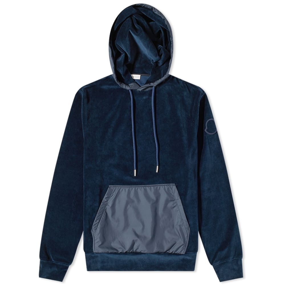 Moncler Men's Fleece Popover Hoody in Navy Moncler