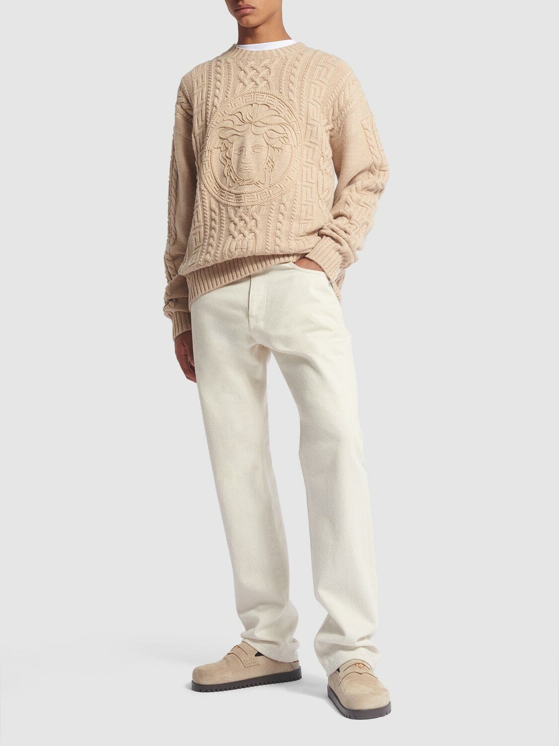VERSACE - Medusa Embroidery Wool Knit Sweater Versace