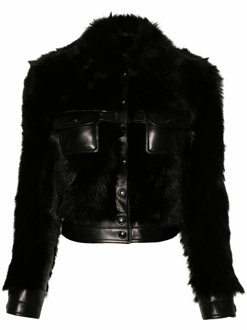 TOM FORD Black Shearling-Trim Leather Jacket TOM FORD