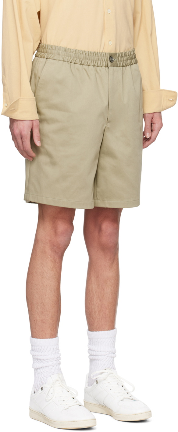 AMI Paris Khaki Elasticated Waist Shorts AMI