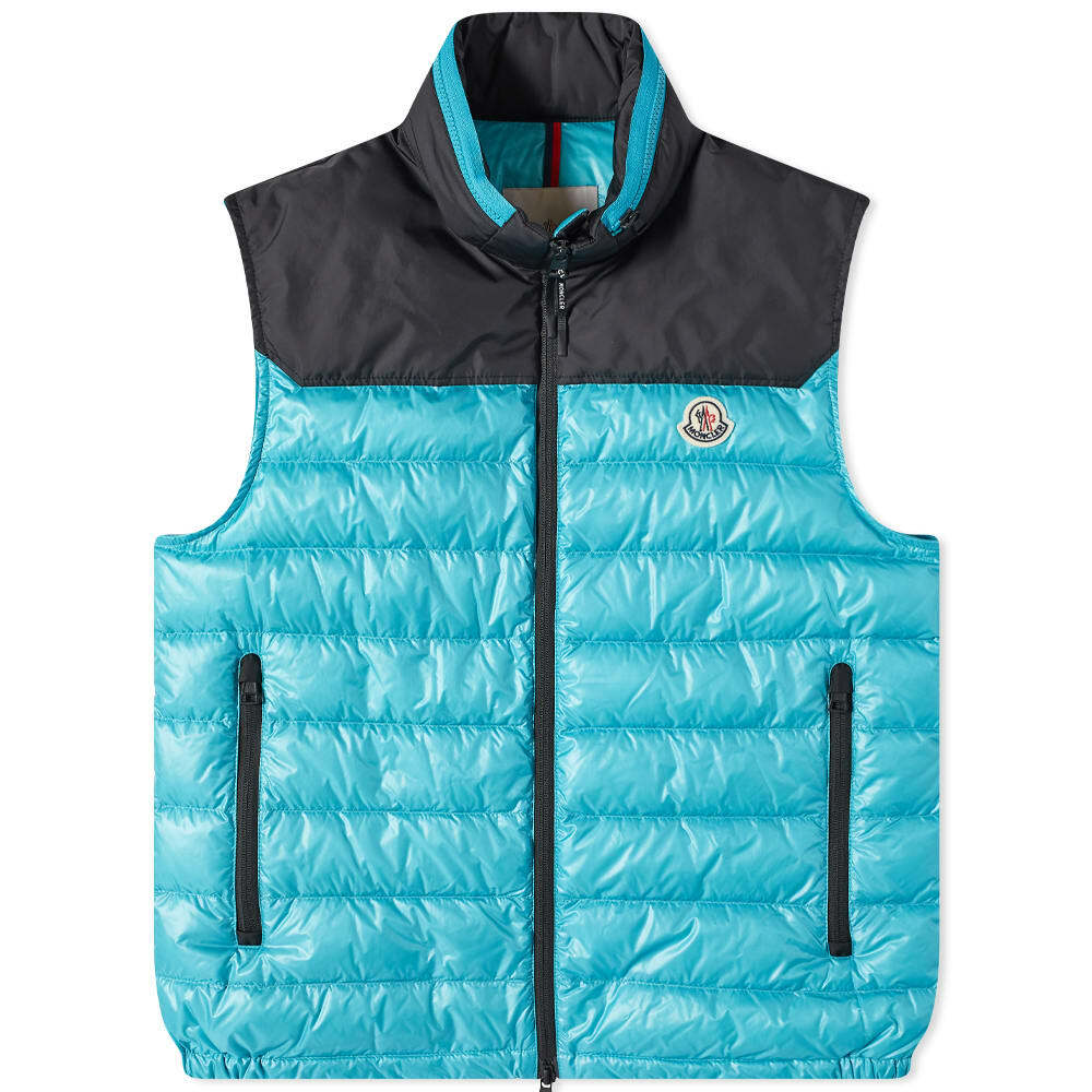 Moncler Men's Ortac Color Block Gilet in Turquoise Moncler