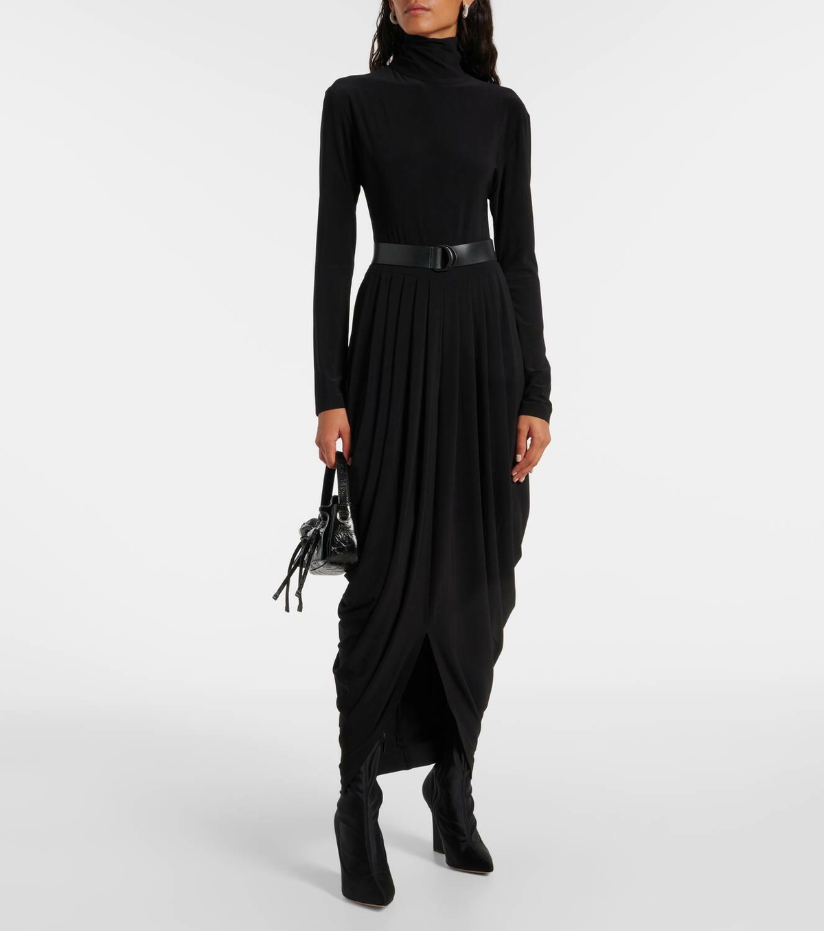 Norma Kamali Draped turtleneck midi dress Norma Kamali