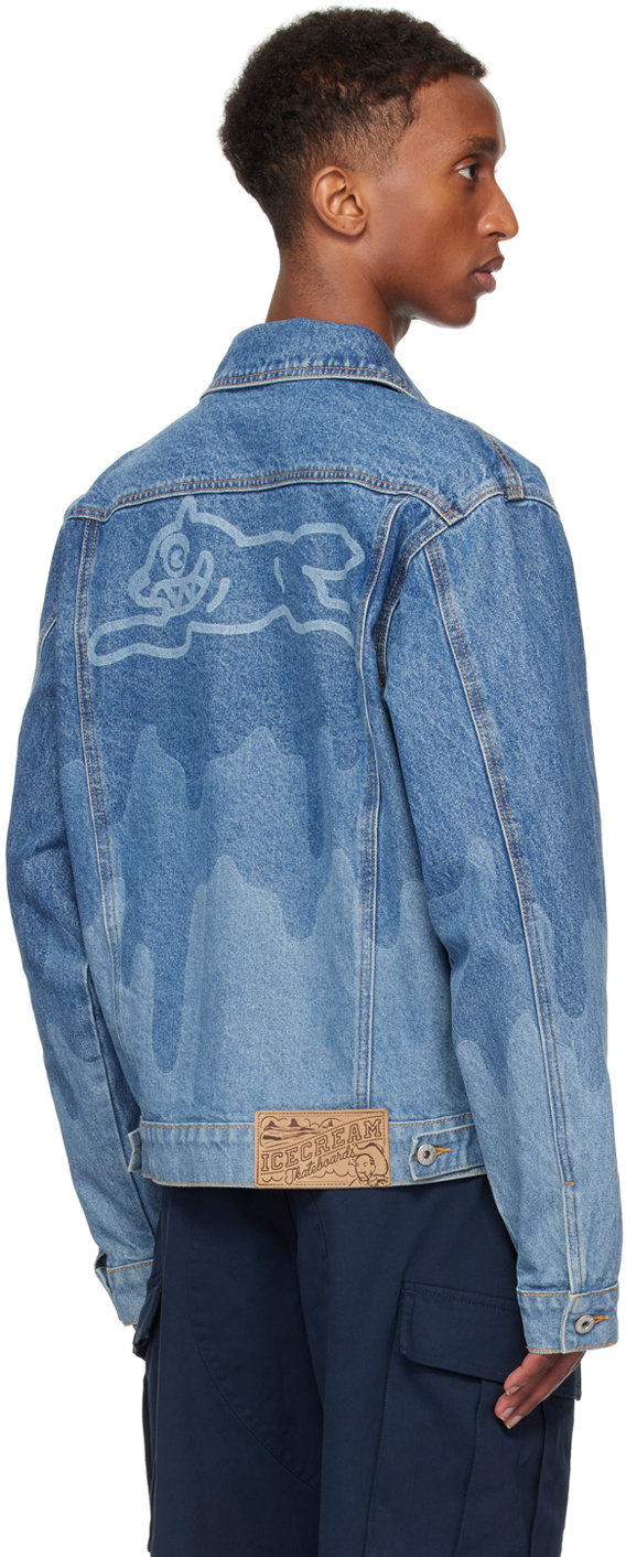 ICECREAM Blue Lazer Drip Denim Trucker Jacket ICECREAM