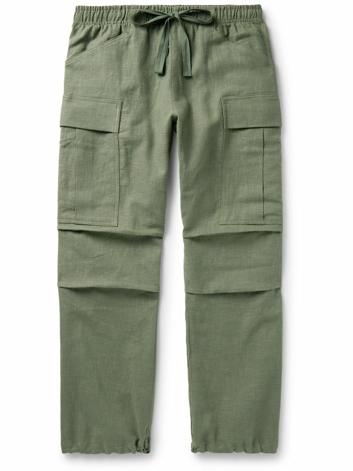 CHERRY LA - Baja Wide-Leg Linen Drawstring Cargo Trousers - Green CHERRY LA