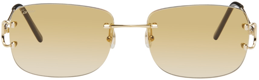 Cartier Gold Rectangular Sunglasses Cartier