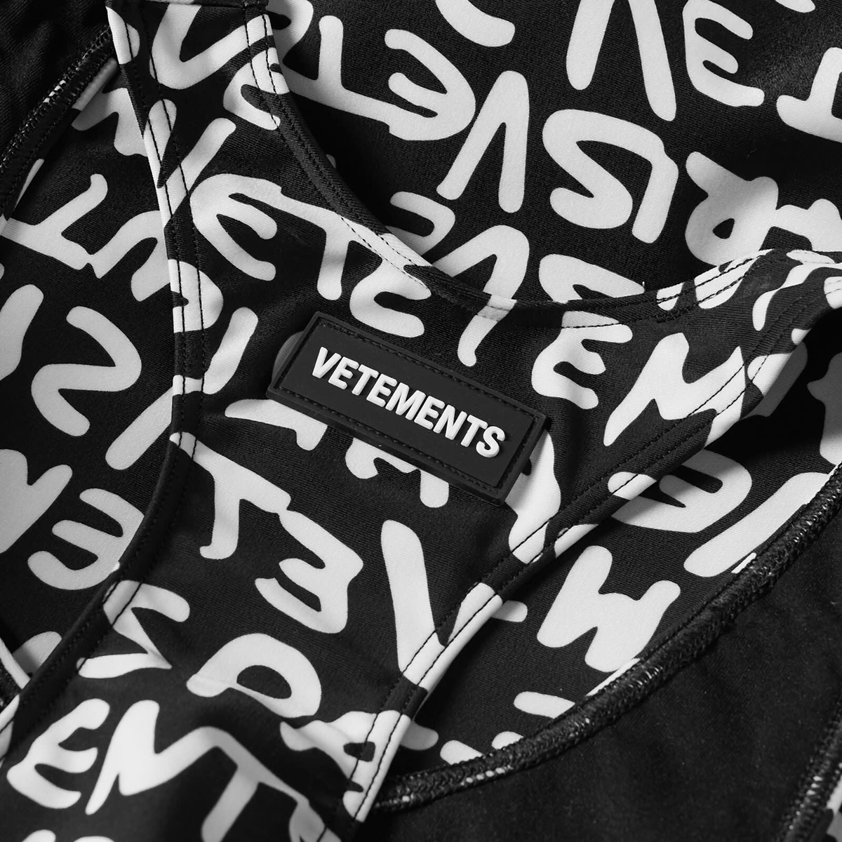 Vetements Women's Graffiti Monogram Swimsuit in Black/White Vetements