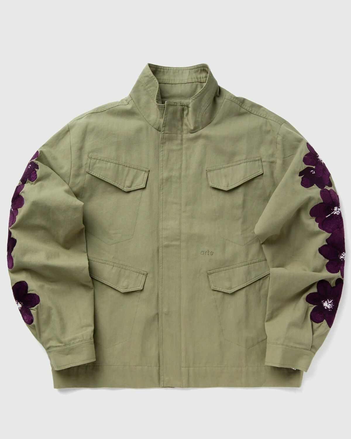 Arte Antwerp Crop Jacket Flowers Sleeve Green - Mens - Windbreaker Arte ...