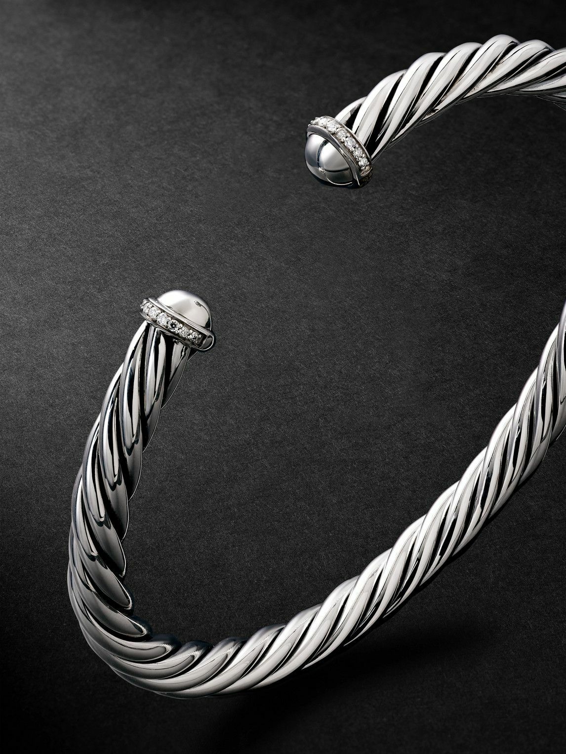 David Yurman - Modern Cable Sterling Silver Diamond Cuff - Silver David ...