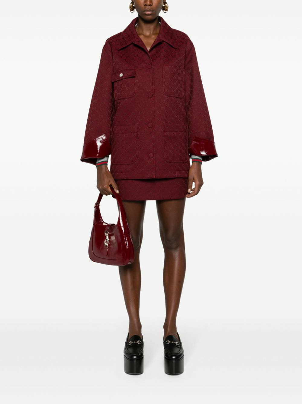 Gucci Red GG Jacquard Military Jacket Gucci