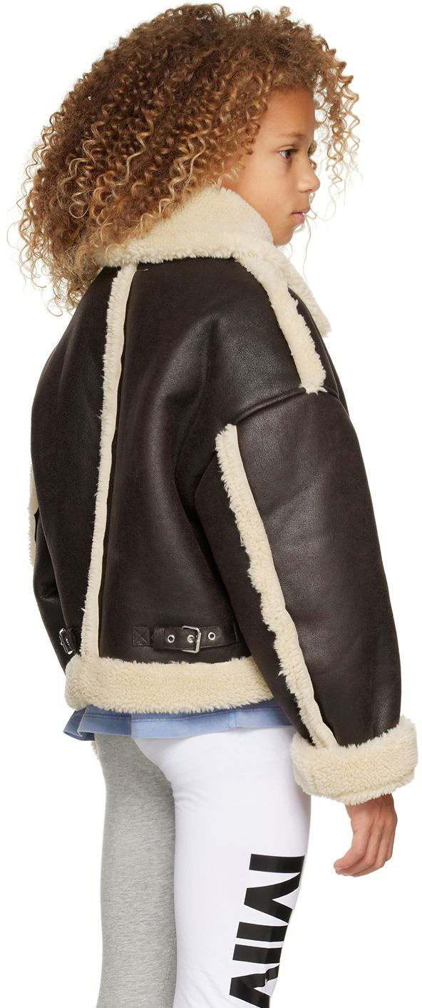 MM6 Maison Margiela Kids Brown Faux-Shearling Jacket MM6 Maison Margiela