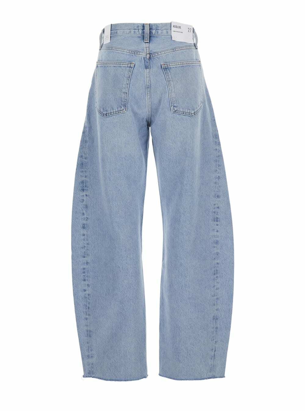 AGOLDE luna Light Blue Jeans With Logo Patch On The Rear And Fringed ...